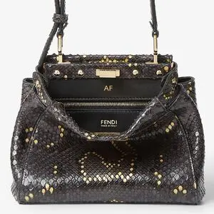 Fendi My Peekaboo® Xs Hand-painted Black Python Bag